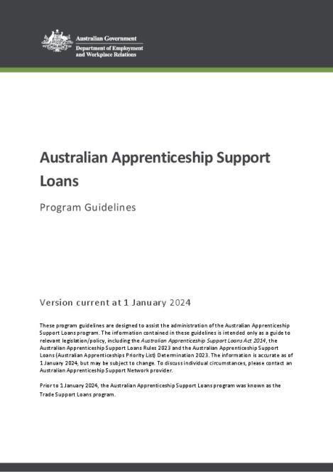 Australian Apprenticeship Support Loans Program Guidelines - Department of Employment and ...